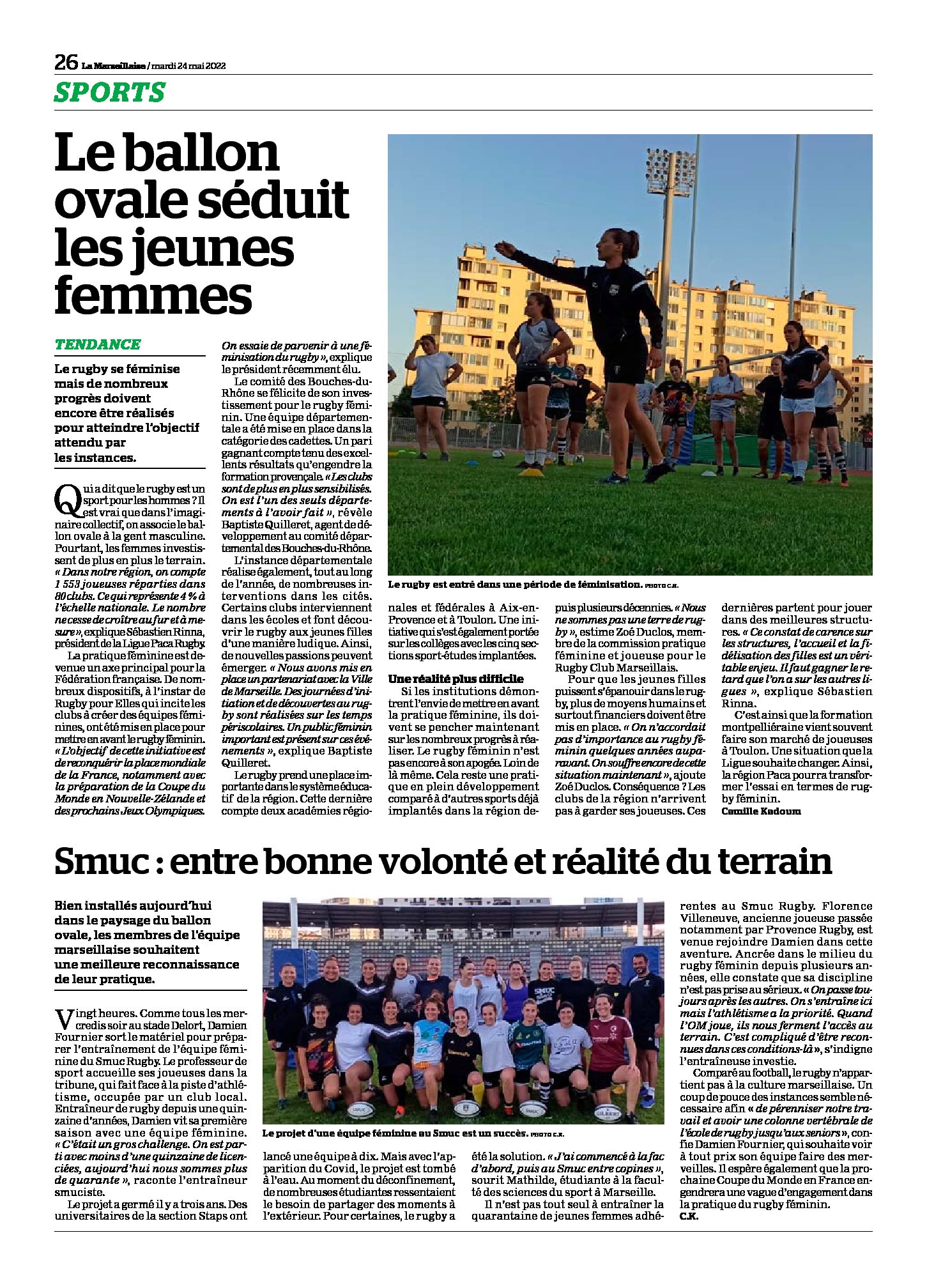 Rugby féminin moins de 14 ans – SMUC RUGBY